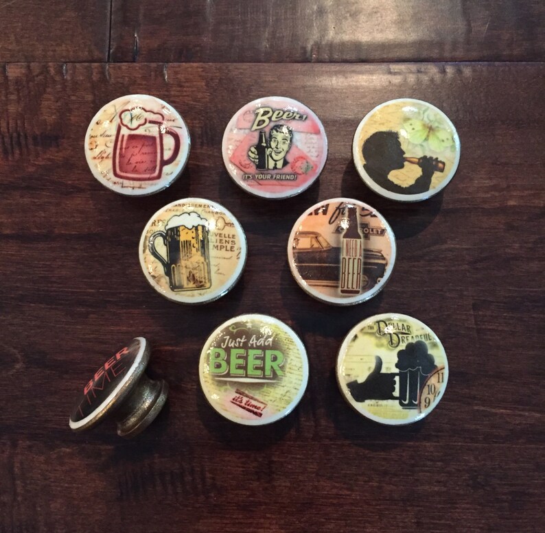 SET OF SIX, 1.5 Inch, Beer, Cabinet Knobs, Drawer Pulls, Brown, Bar ...