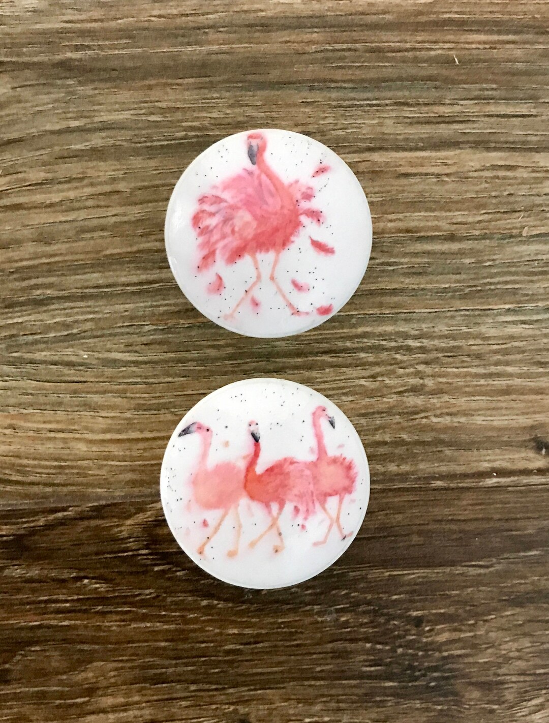 SET OF SIX, 1.5",flamingo Knobs,cabinet Knobs,drawer Pulls,pink Knobs,birds,bird Knobs,white ...
