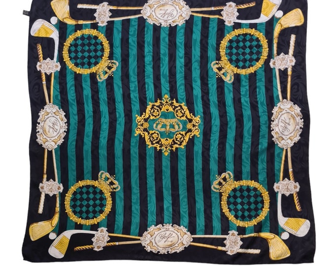 Vintage "golf Club" Pure Silk Scarf - Etsy