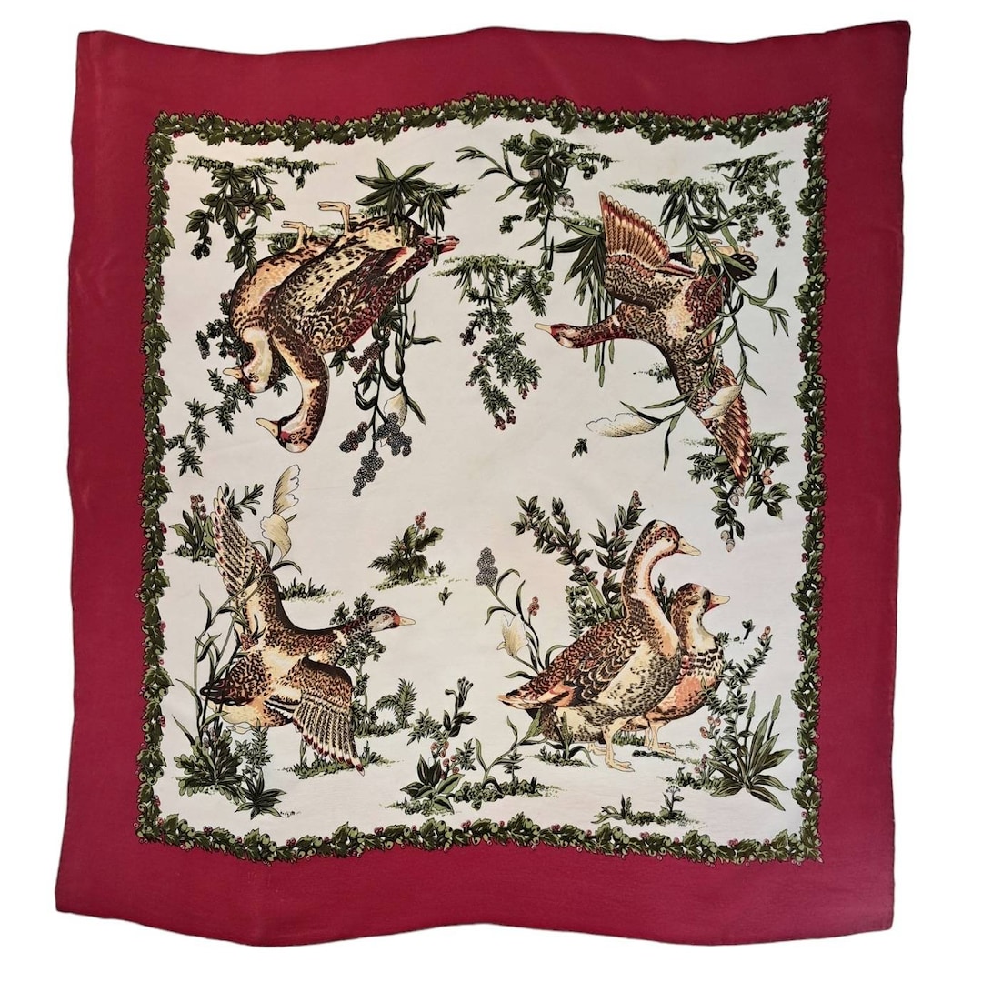 Vintage Silk Scarf ducks - Etsy