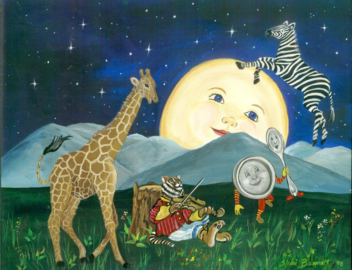 Hey Diddle Diddle Animal Art Print, Wall Art, Zebra, Giraffe, Tiger ...