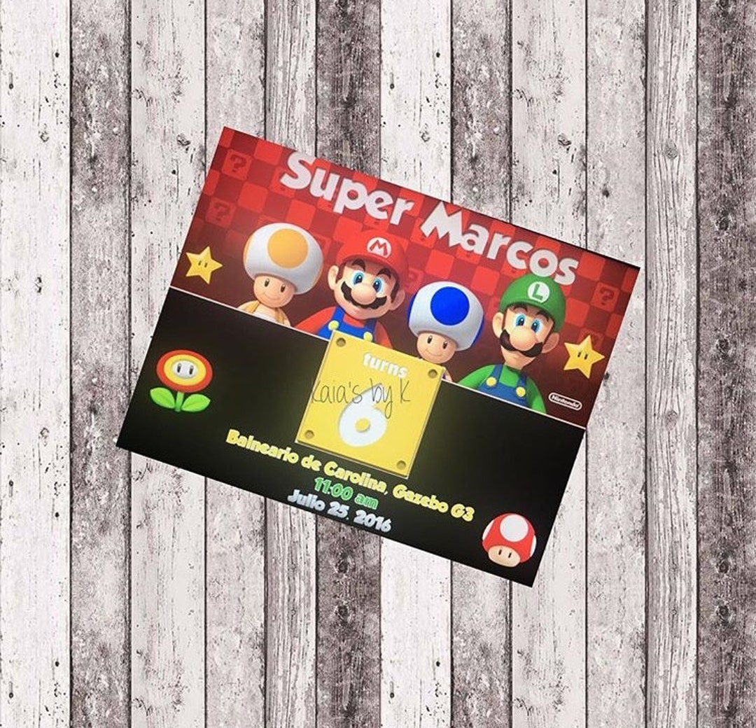 Super Mario Bros Invitation - Etsy