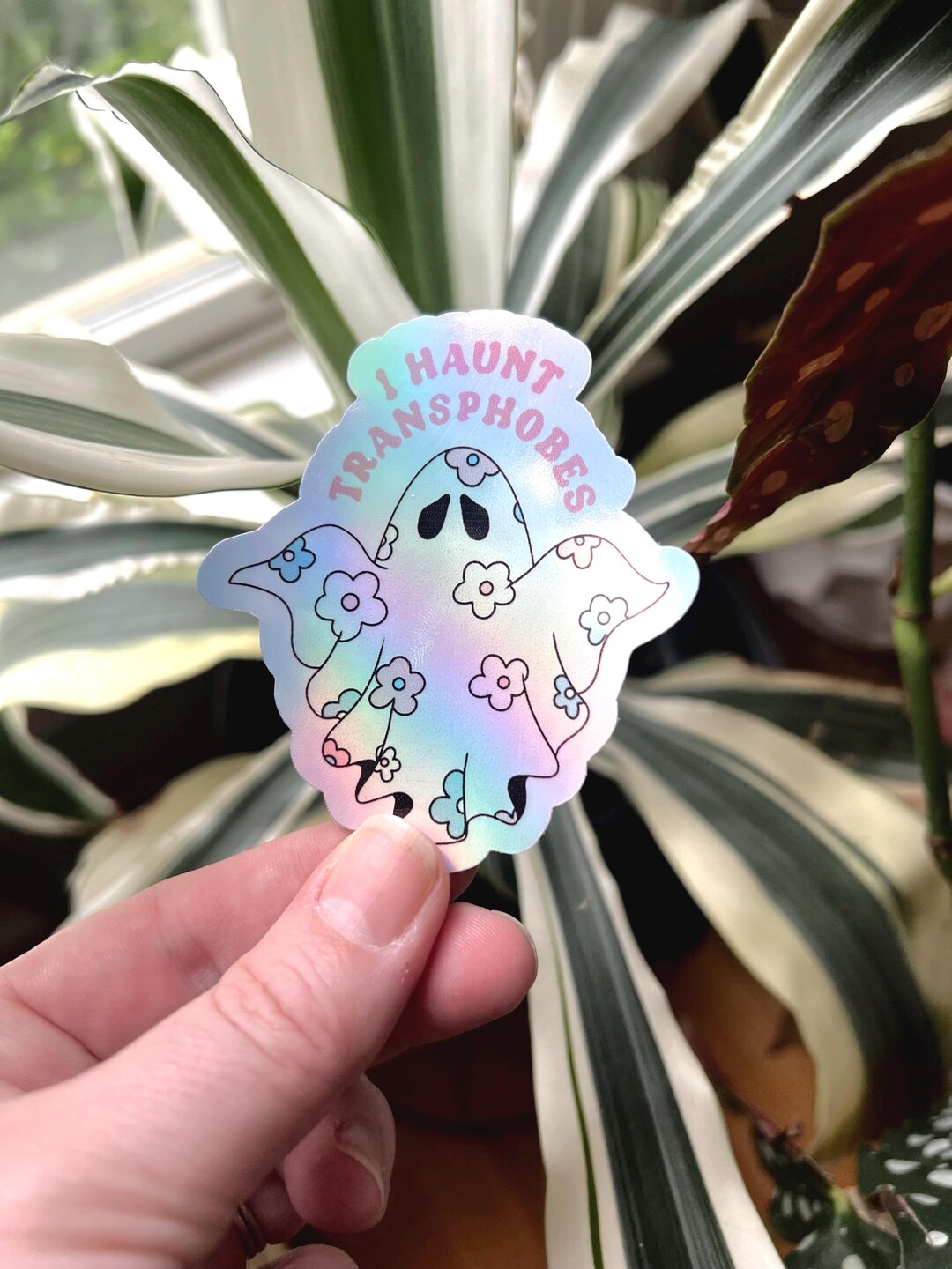 Sticker | HOLOGRAPHIC | I Haunt Transphobes - Etsy