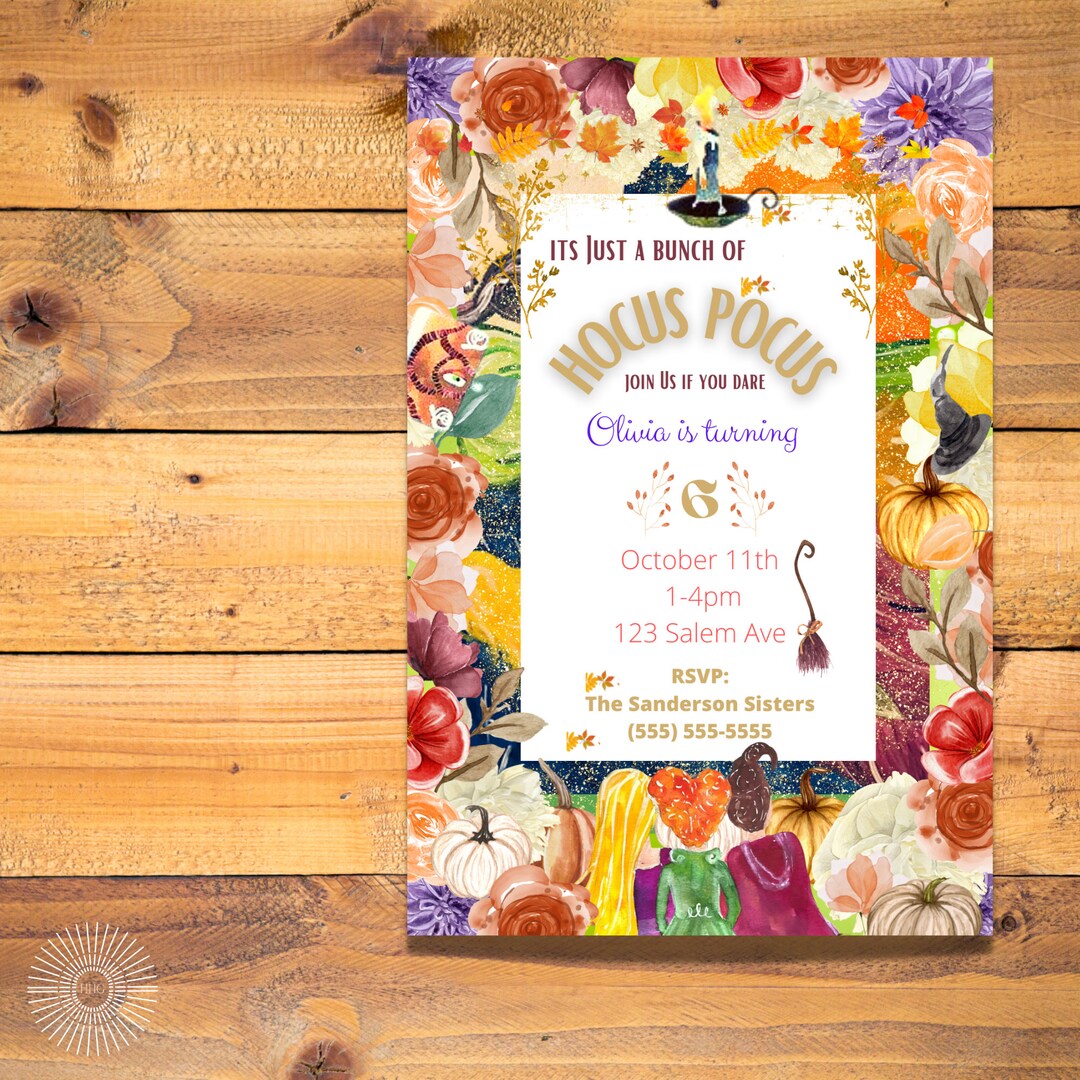 Hocus Pocus Birthday Invitation Witch Birthday Invitation - Etsy