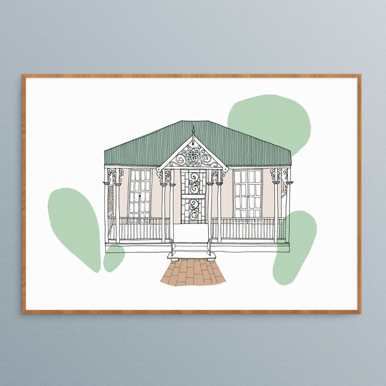 Queenslander House Fine Art Print. House Portrait. Aussie House Drawing ...