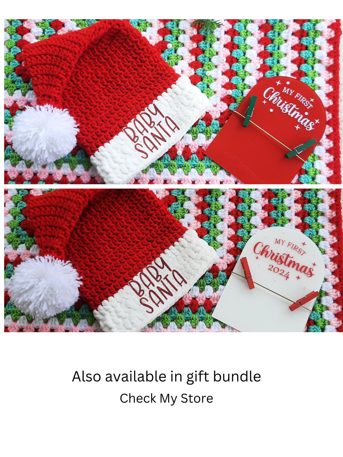 Baby Christmas Personalized Crochet Hat, Customized Santa Baby Hat, New ...