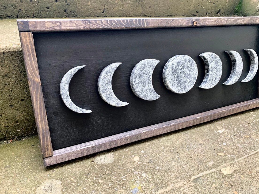 3D Moon Phases Sign // Home Decor // Farmhouse Sign // | Etsy