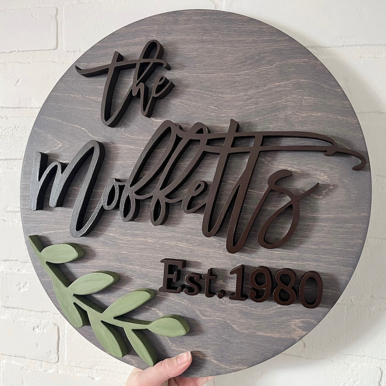 Last Name Round // Farmhouse Sign // Rustic Home Decor // - Etsy