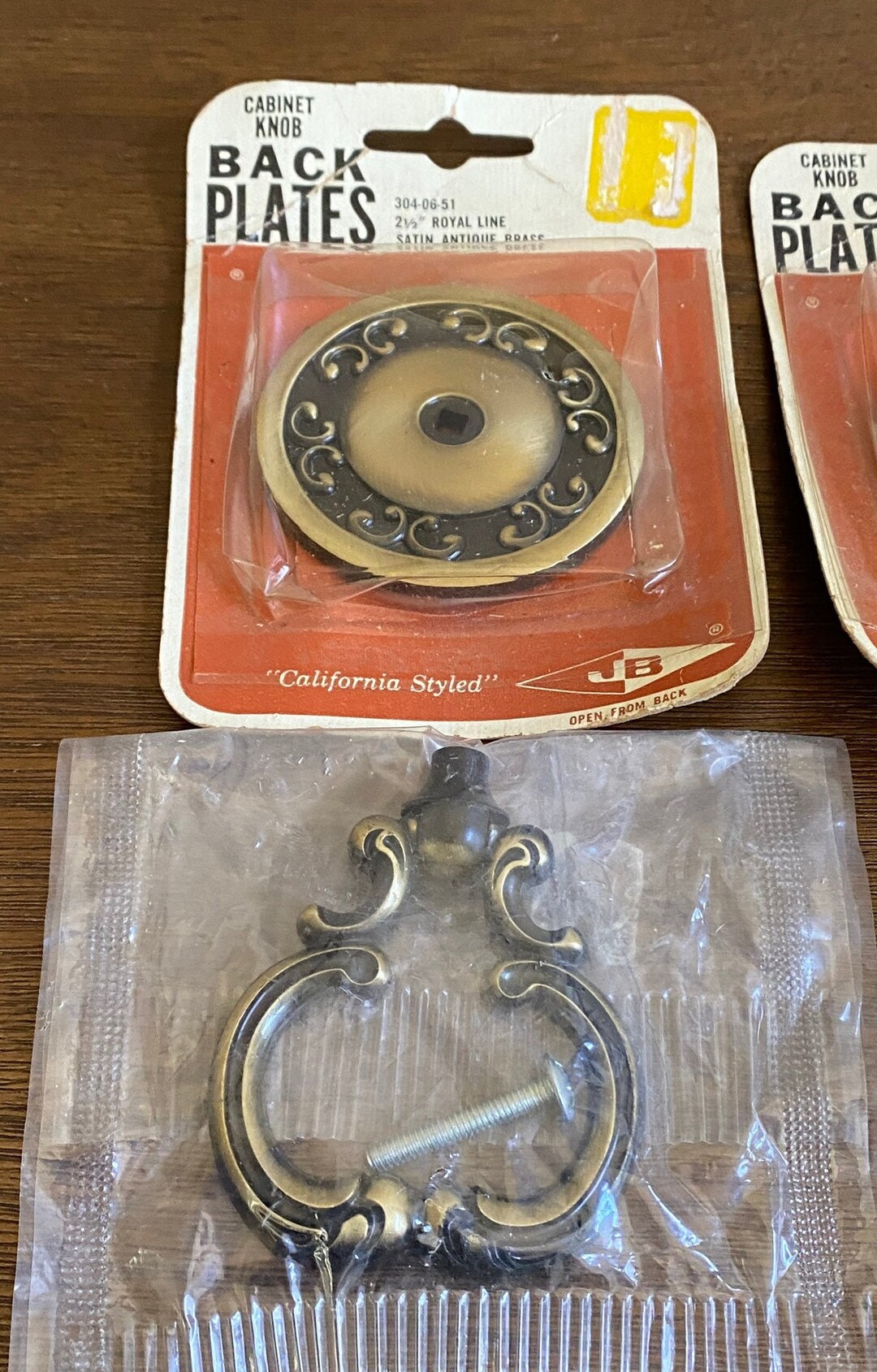 Vintage Brass Drop Loop Drawer Pulls With Backplates, Salvage Hardware ...