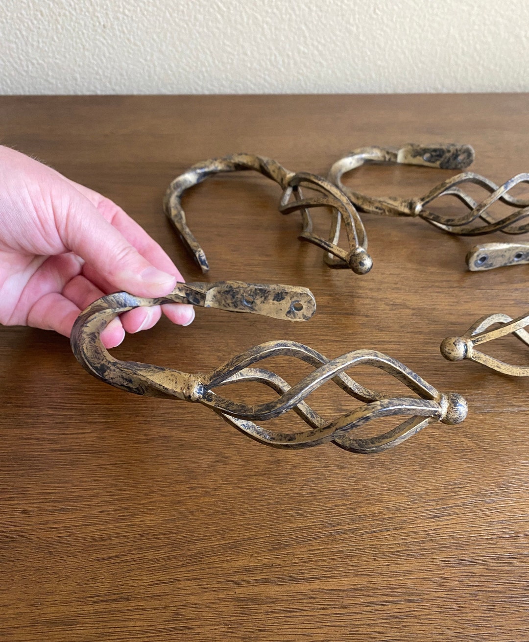 Pair of Iron Drapery Tiebacks, Curtain Tiebacks, Holdbacks, Drapery ...