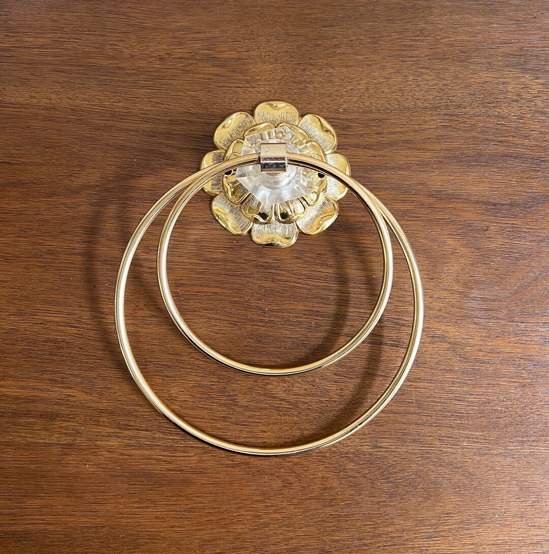 Vintage Brass Wall Mount Double Rings Towel Holder, Towel Brass Hand ...
