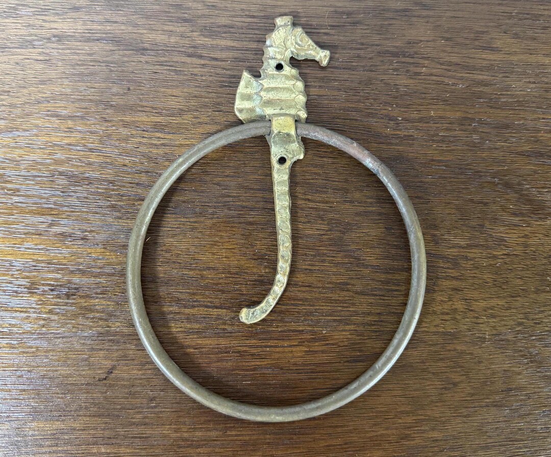 Vintage Brass Wall Mount Seahorse Towel Ring, Brass Hand Towel Ring ...