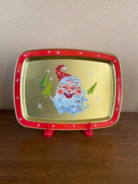 Vintage Santa Tray Santa Metal Tray Christmas Tray Vintage - Etsy