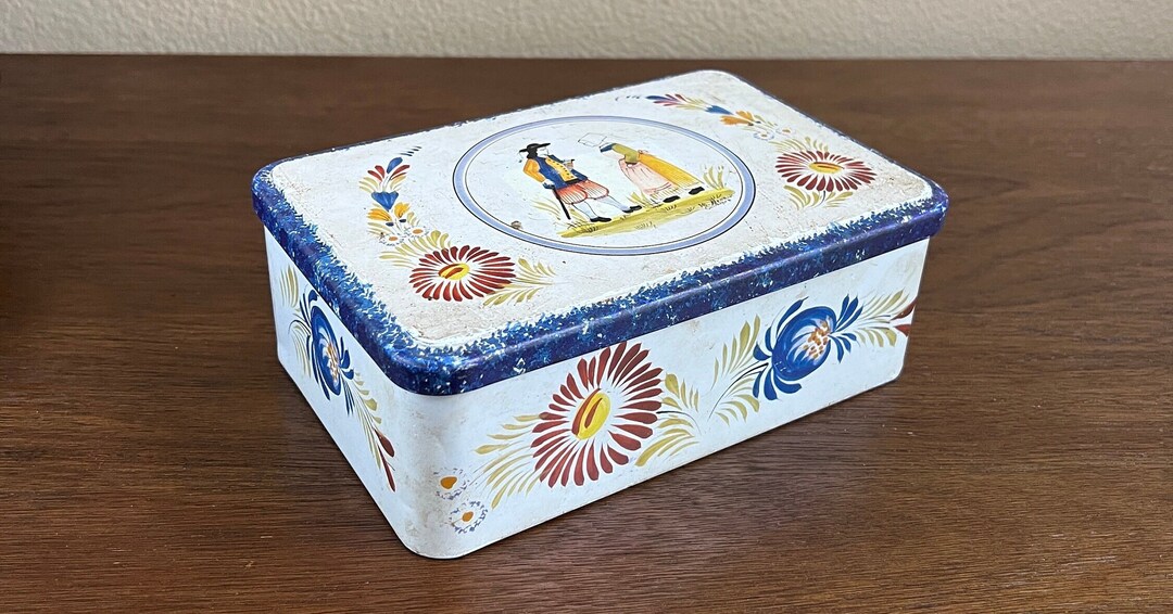 Collectible Vitnage French Tin Container With Windmill and Ship Design ...