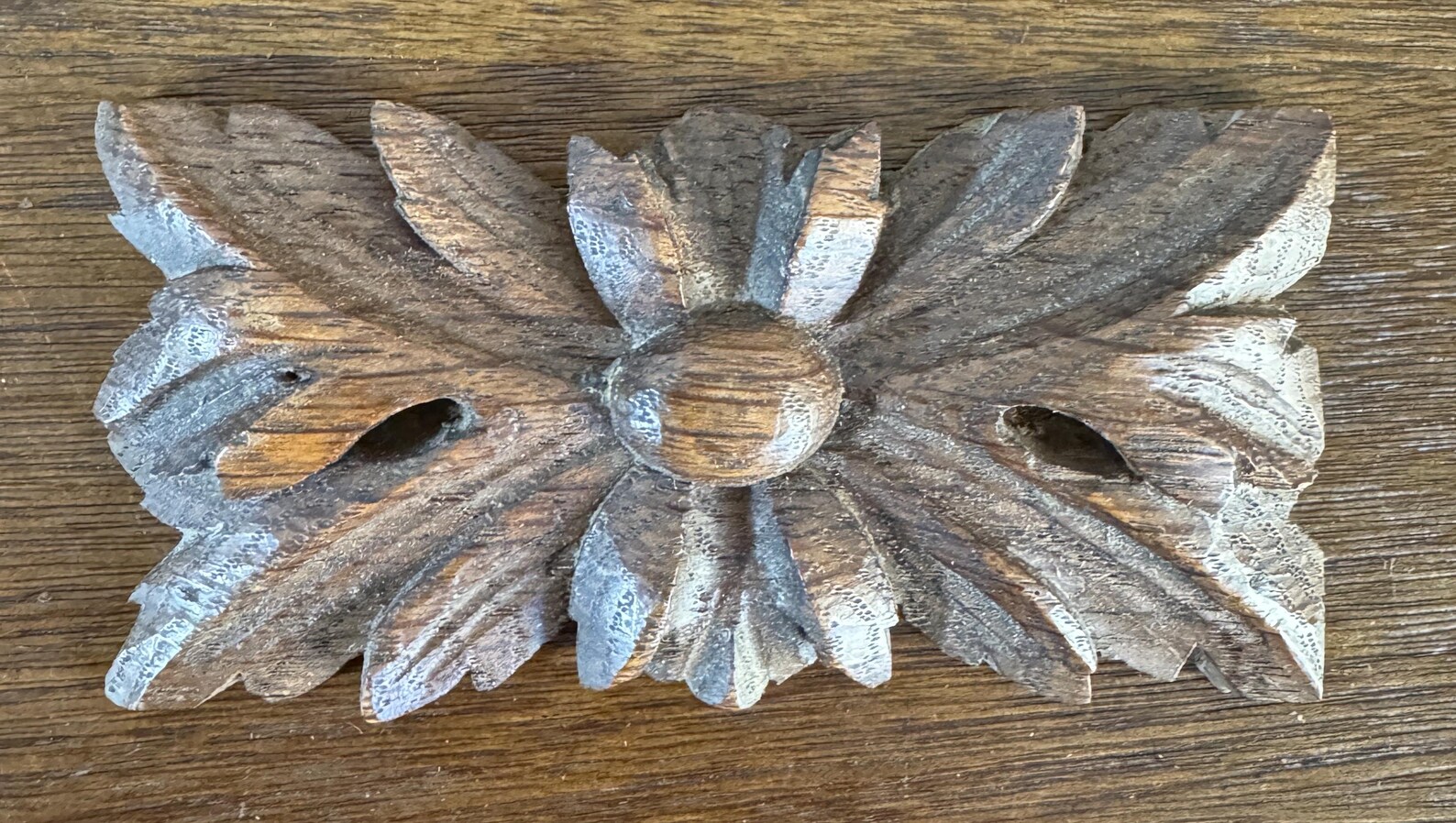 Antique Wood Rectangle Rosette Applique Rosette Medallions Decorative ...