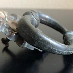 Vintage Brass Drop Loop Pull With Backplates, Vintage Drawer Pull ...
