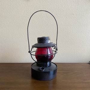 Vintage Handlan St. Louis Lantern, Red Glass Globe, Railroad ...
