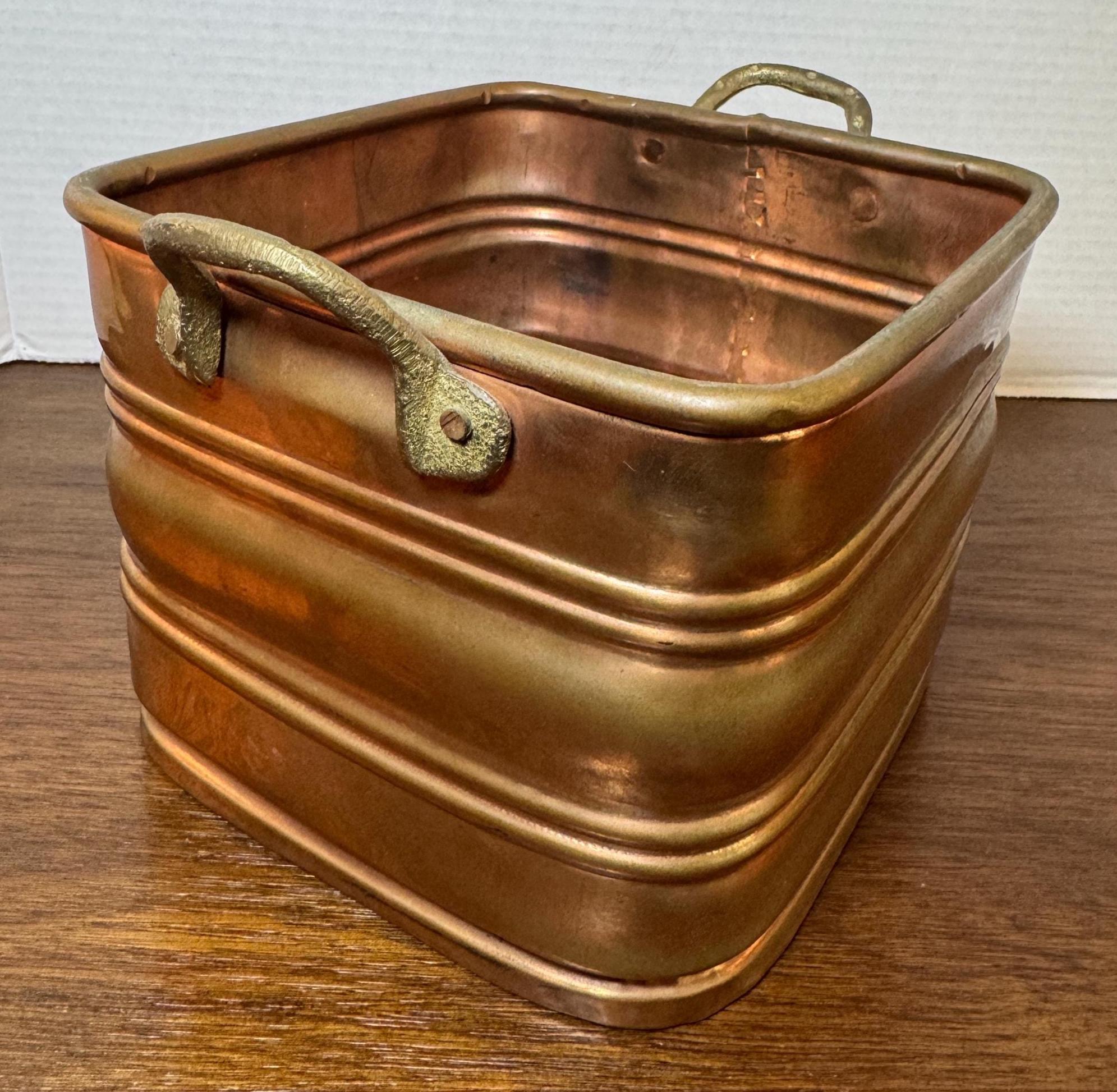 Vintage Copper Metal Pot Container Planter With Hardware Handles ...