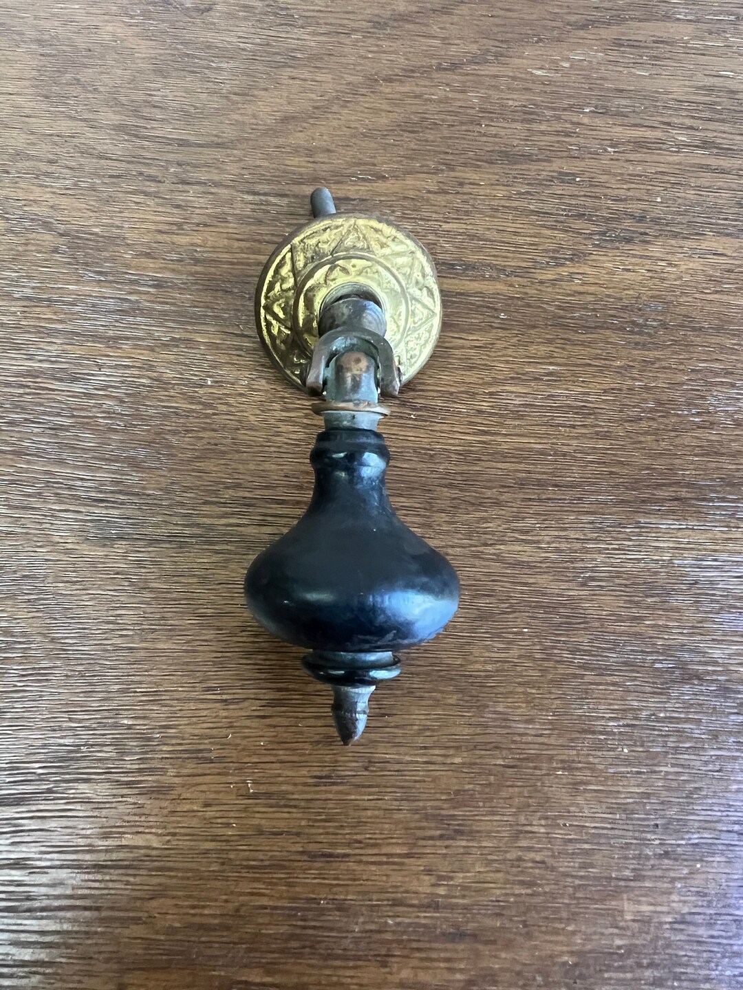 Vintage Black Wood Tear Drop Drawer Pull With Brass Backplate - Etsy
