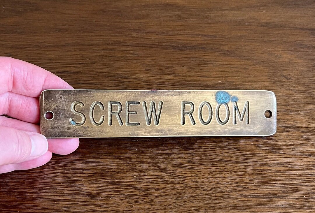 Vintage Brass Room Sign, Screw Room Sign, Brass Wall Mount Room Plate ...