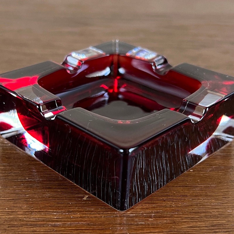 Red Glass Ashtray - Etsy