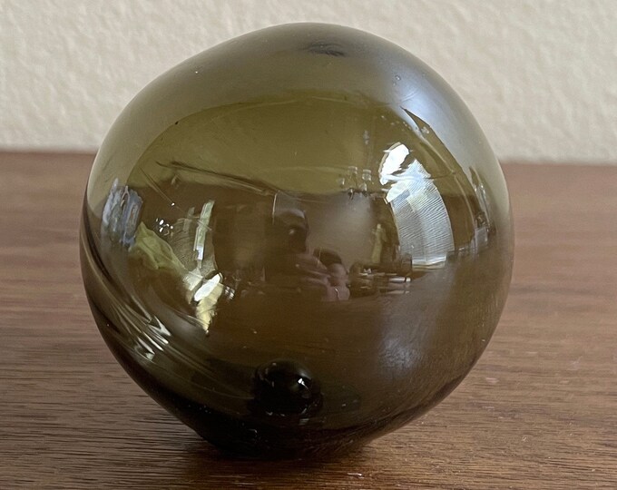 Vintage Smoke Glass Orb Decorative Glass Buoy Ball Smoky Brown Glass ...