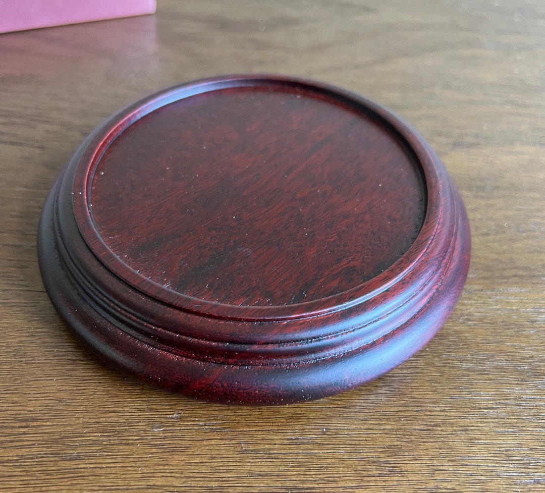 NOS Vintage Stain Wooden Pot Stand, Asian Wooden Stand, Vase Stand Base ...