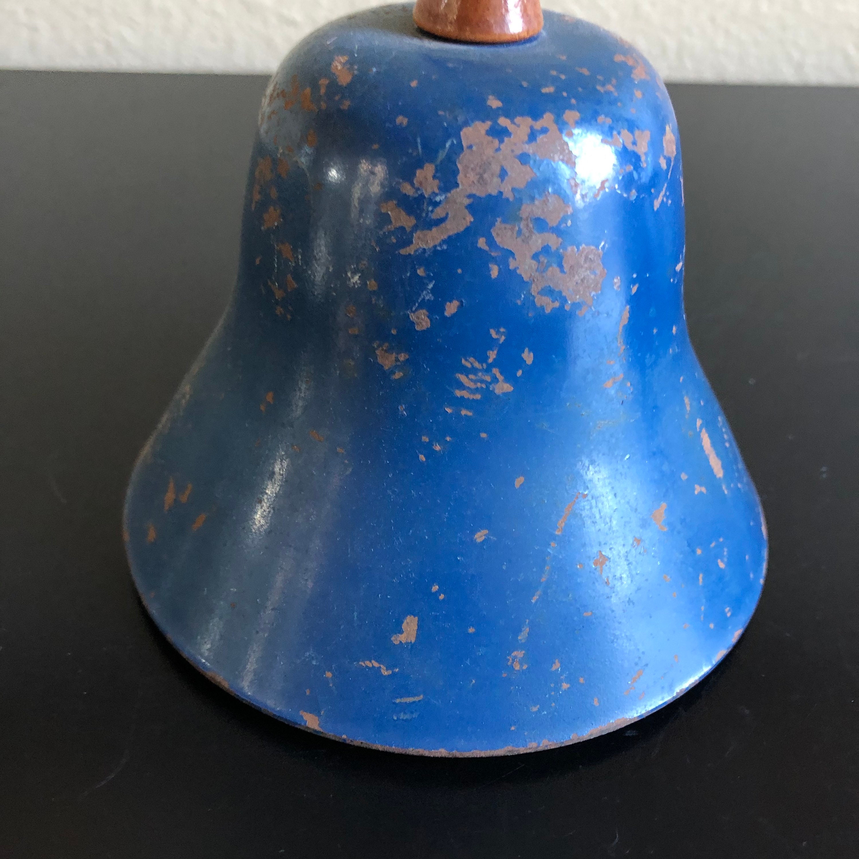 Vintage Royal Blue Bell With Wooden Handle Old Bell Blue Bell - Etsy