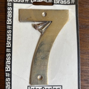 Vintage 7 House Number, Plain Brass House Number 7, Brass House Number ...