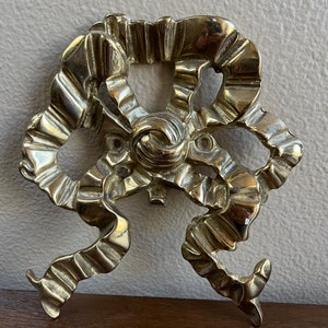 Vintage Brass Wall Hanging Hook Bow, Bow Hook, Picture Hook, Appliqué ...