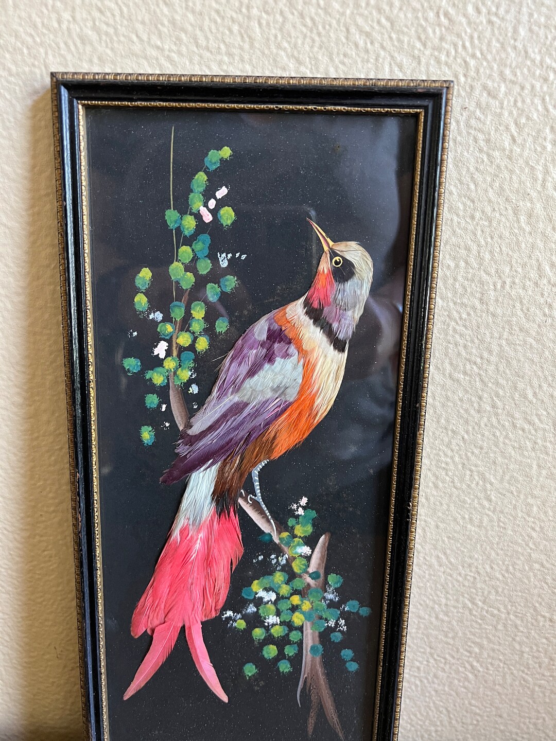 Vintage Feather Bird, Feather Artwork, Wall Artwork, Bird Feather Craft ...