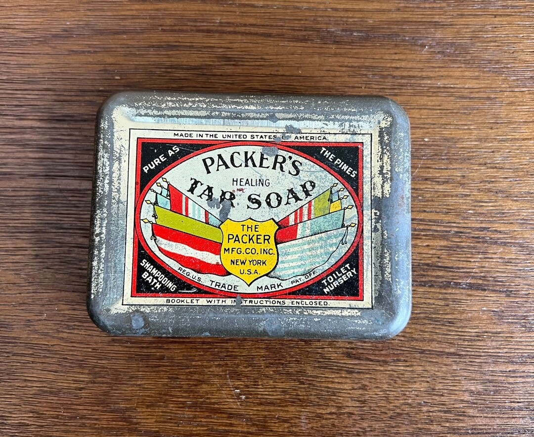 Vintage Packer's Healing Tar Soap Tin Container, Soap Tin Collectible ...