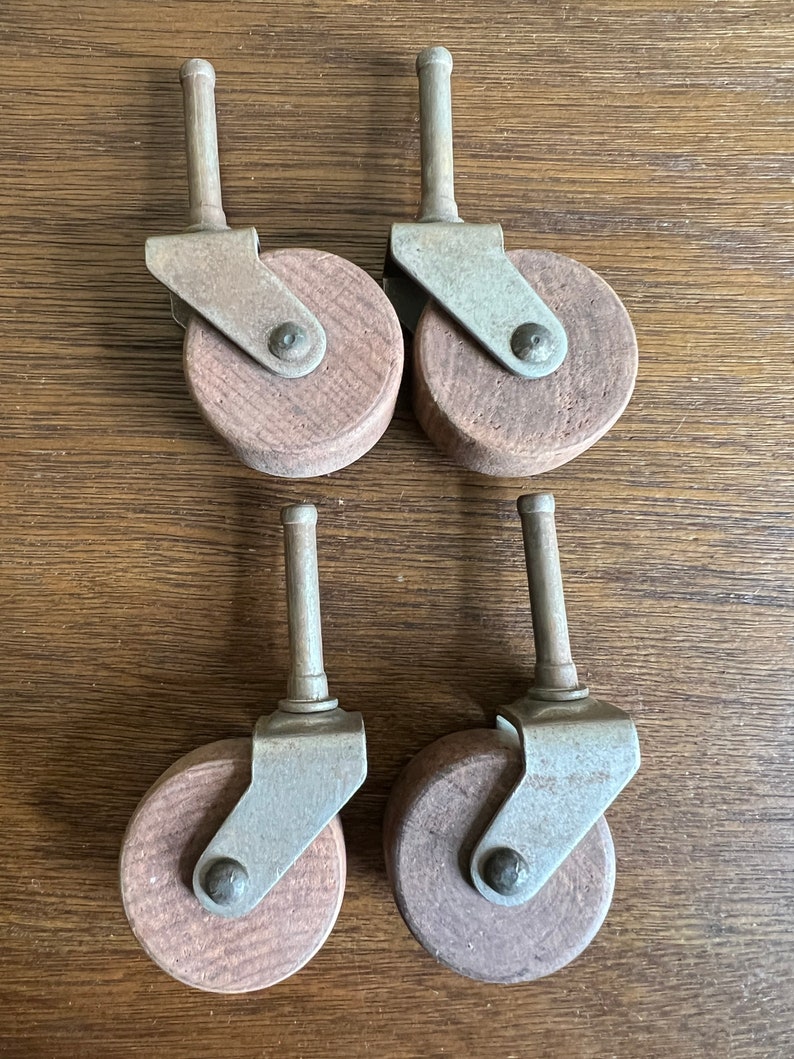 Vintage Mahogany Wood Casters Vintage Casters Wood Casters - Etsy