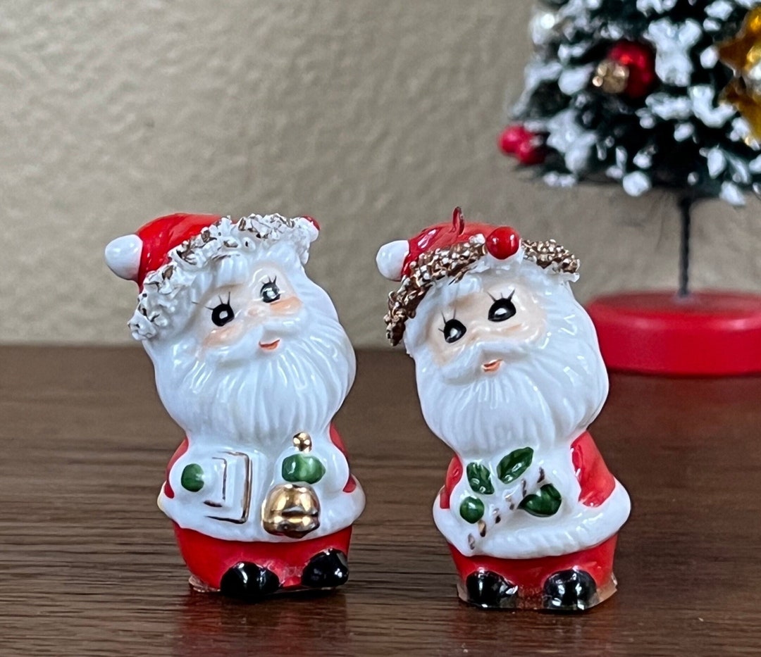 Pair of Santa Figurines, Vintage Santa, Mini Santa Figurines, Vintage ...