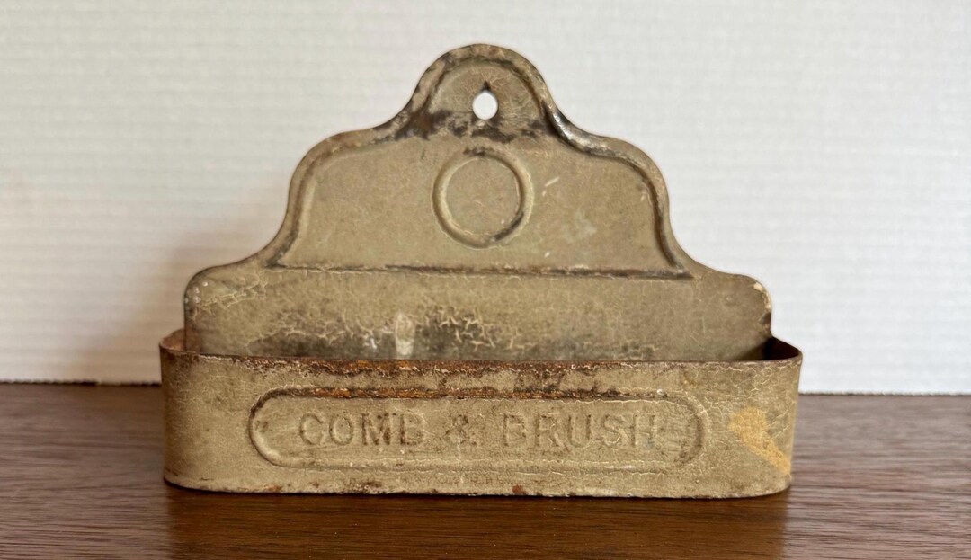 Antique Tin/tole Metal Comb and Brush Wall Pocket Antique Hanging Form ...