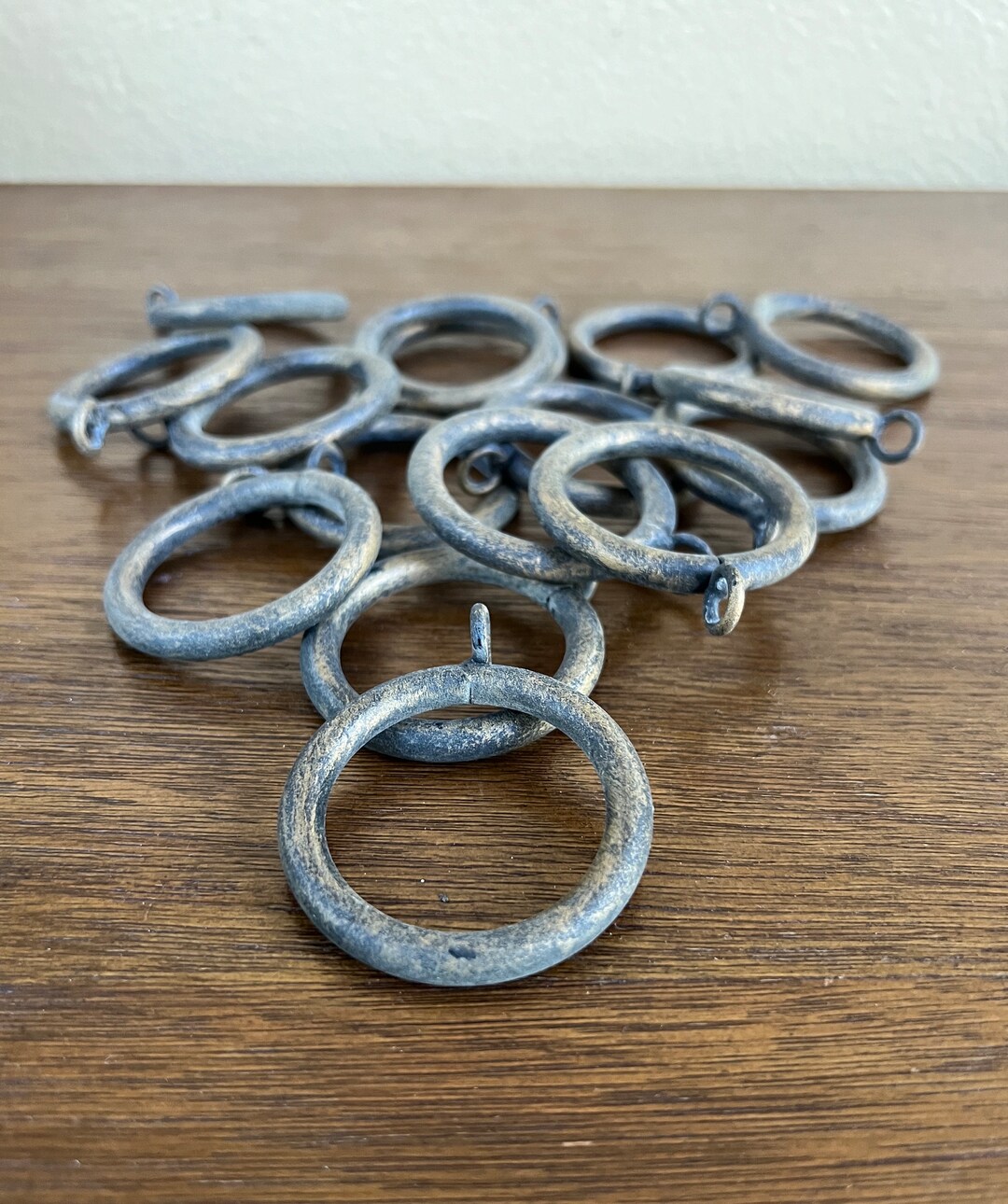Set of 16 Vintage Round Metal Drapery Rings in Antique Gold Finish ...