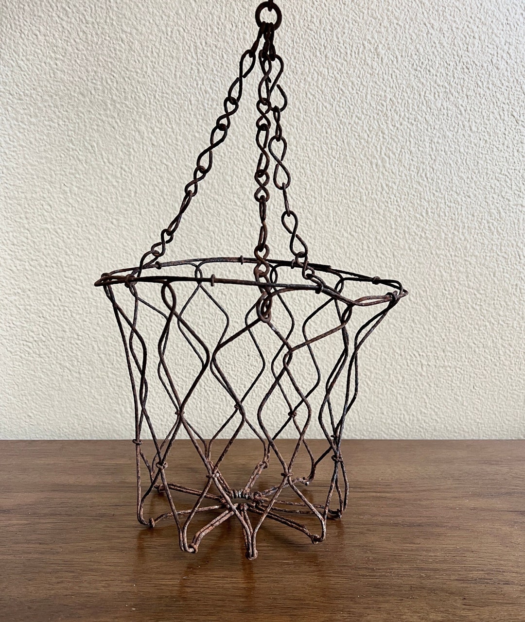 Vintage Wire Basket, Vintage Metal Plant Basket, Rustic Decor, Wire ...