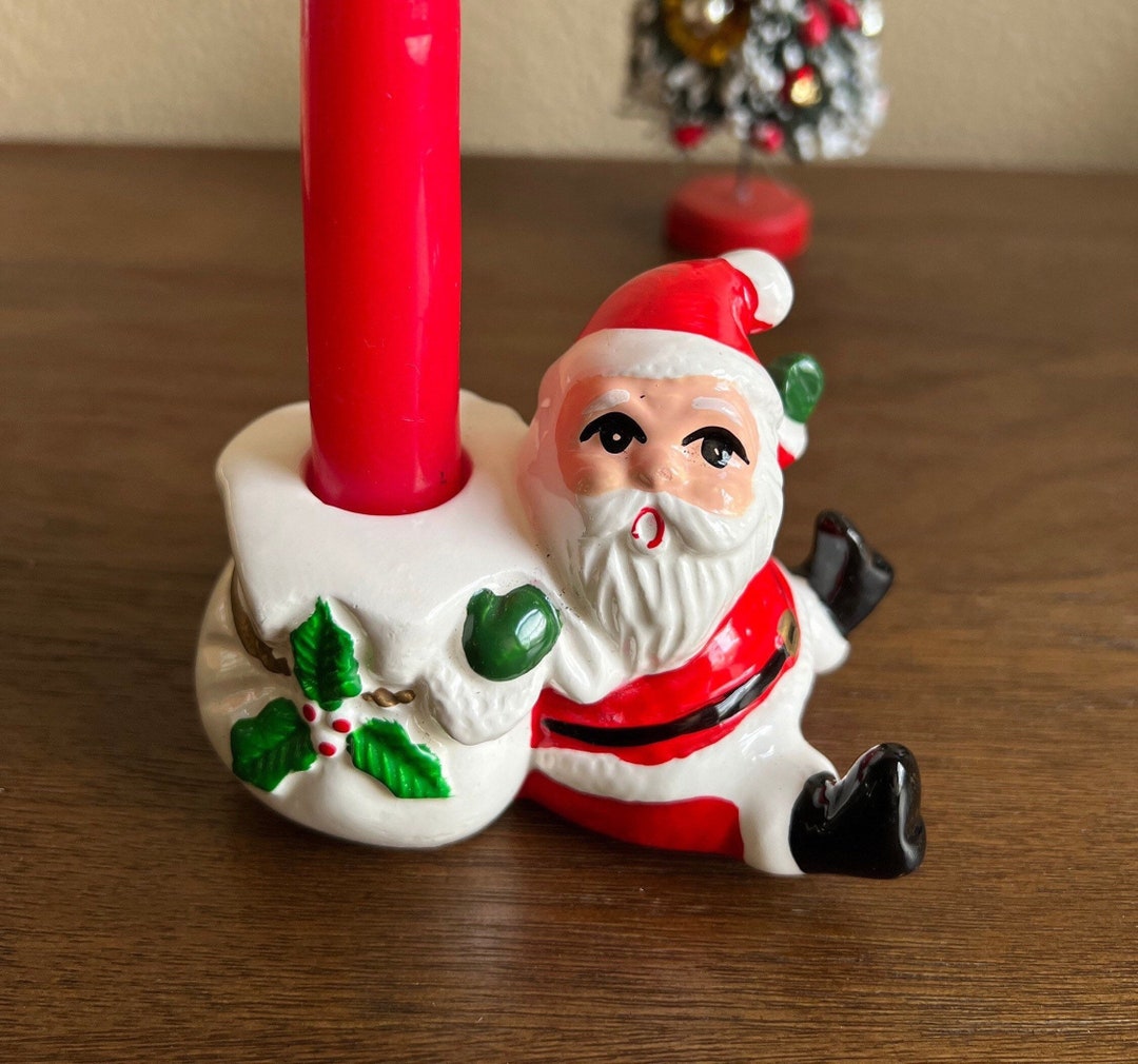 Vintage Santa Claus Candlestick Holder, Vintage Santa, Santa ...