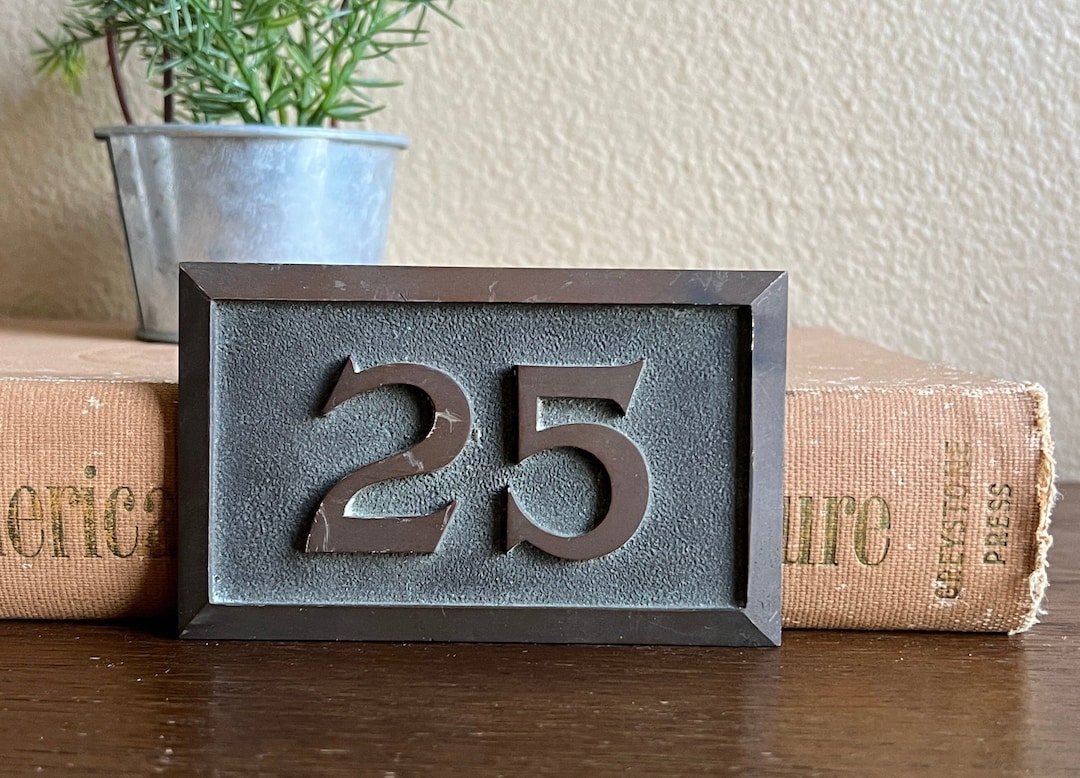 Vintage Bronze Number 25, 25 Number, 25 House Number, Bronze Number ...