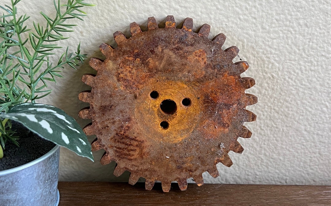 Vintage Cast Iron Wheel Gear Cog, Iron Gear, Salvage Supplies Rustic ...