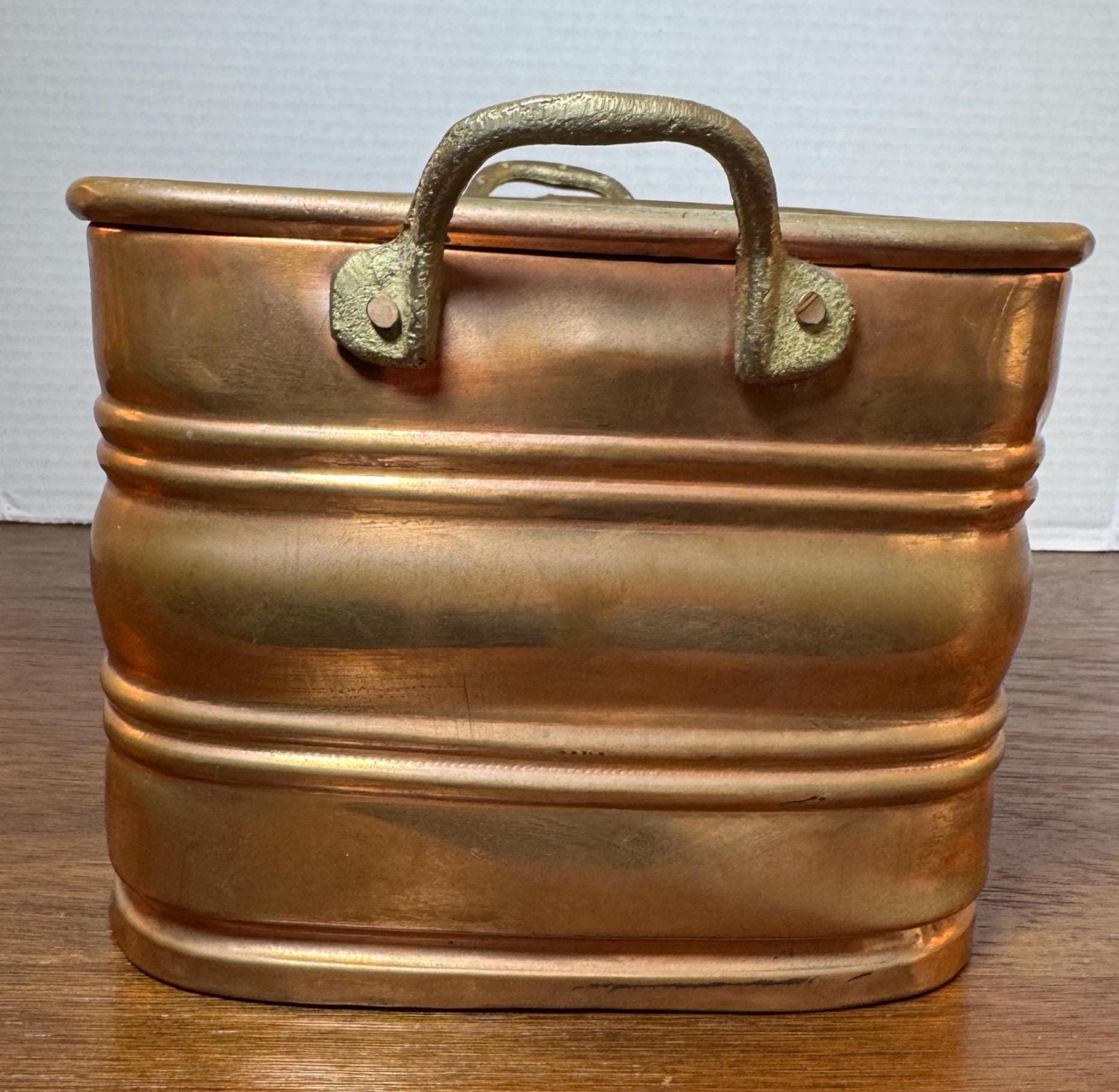 Vintage Copper Metal Pot Container Planter With Hardware Handles ...
