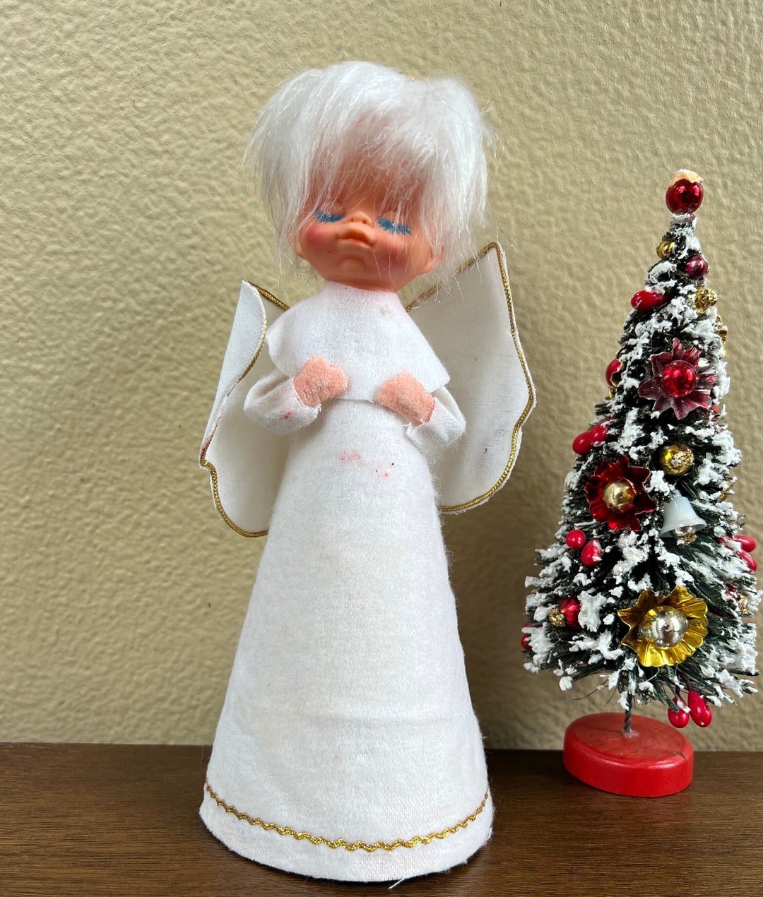 Vintage Felt Angel Tree Topper, Angel Tree Topper, Vintage Angel ...