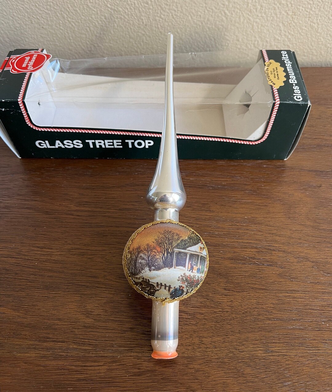 Vintage Glass Tree Topper Finial Ornament Vintage Mundgeblasen Tree ...