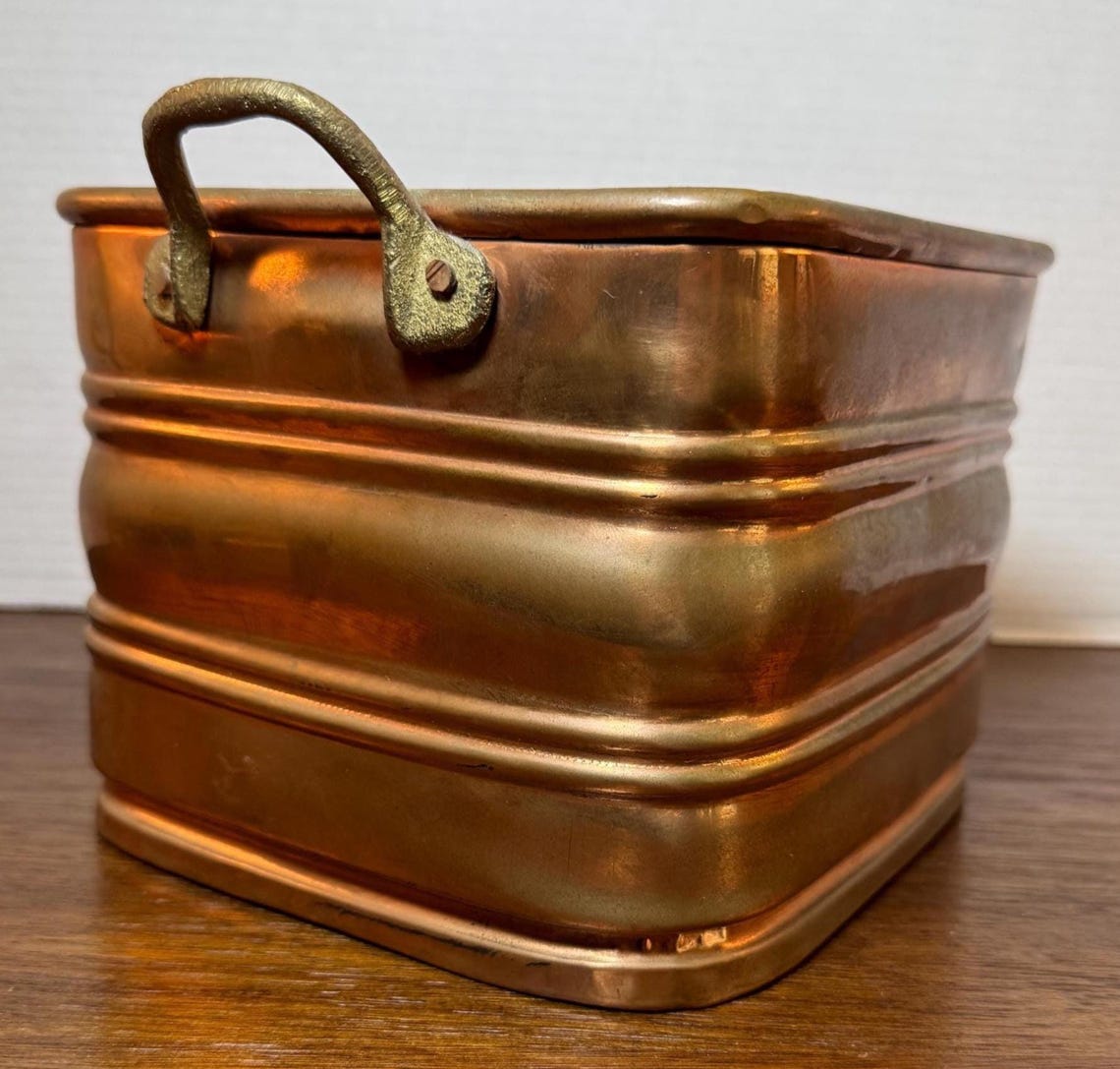 Vintage Copper Metal Pot Container Planter With Hardware Handles ...