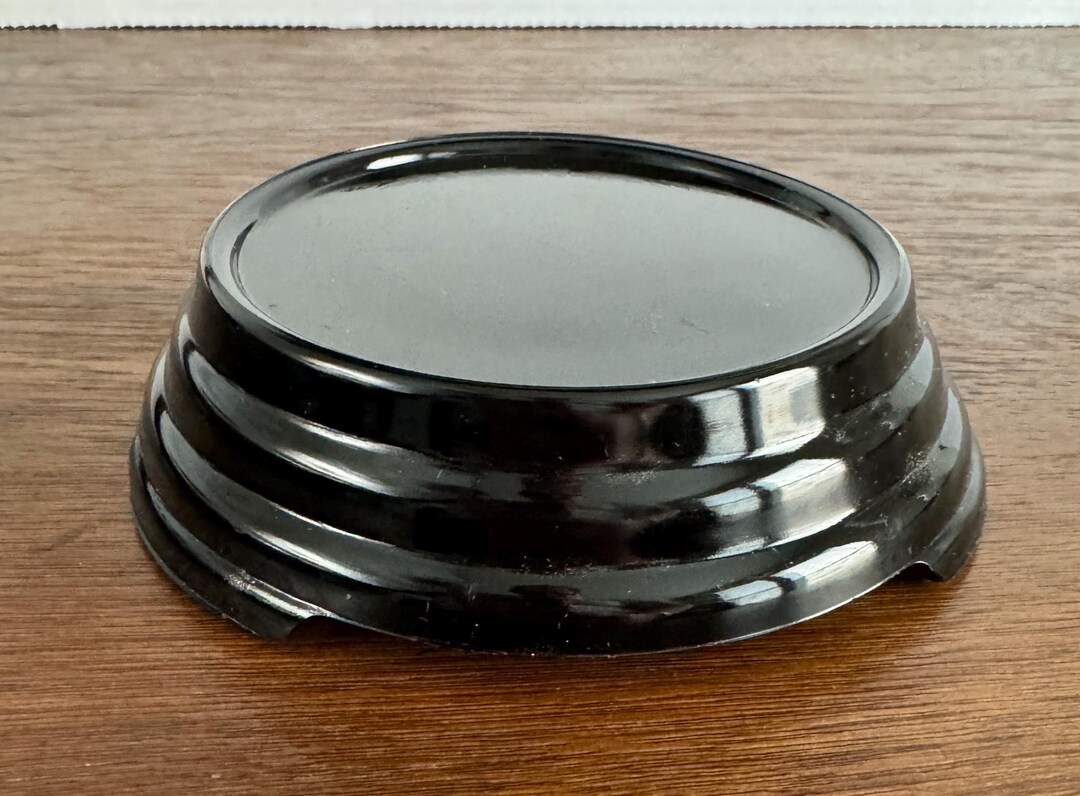 Vintage Black Glass Footed Jar Stand, Jar Stand, Stand, Footed Plant ...