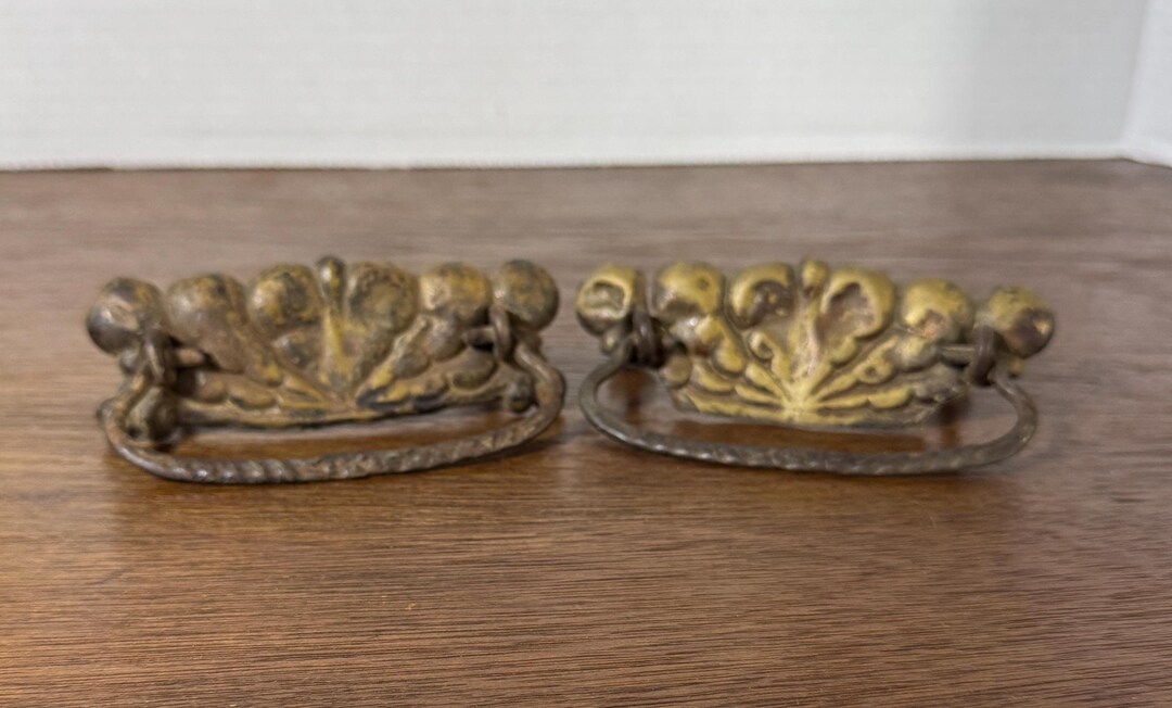 Vintage Brass Drop Loop Pull, Vintage Hardware, Vintage Drawer Handle ...