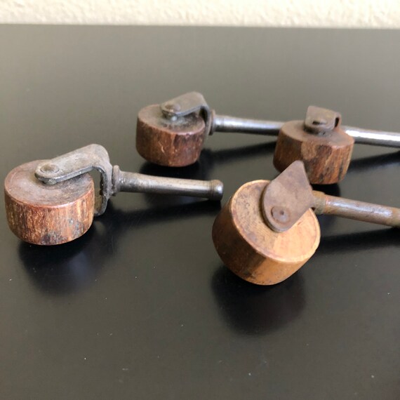 Wood Casters Vintage Wood Wheel and Metal Casters Old Casters Salvage ...
