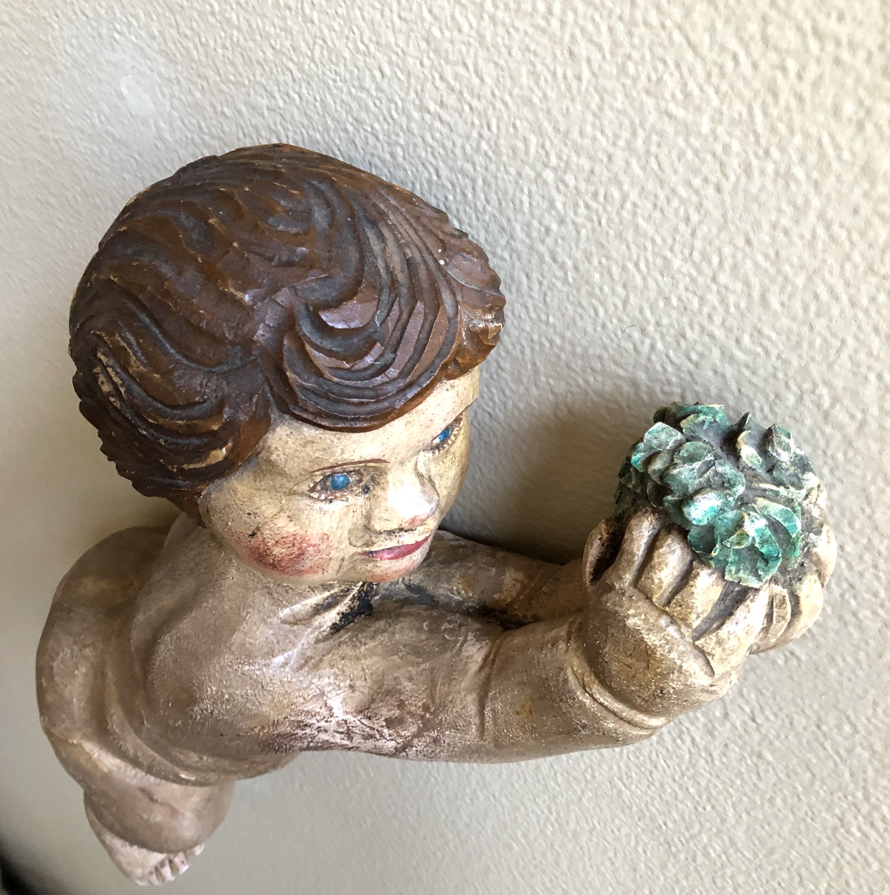 Large Antique Carved Wood Cherub Wall Sculpture Wall Hanging | Etsy