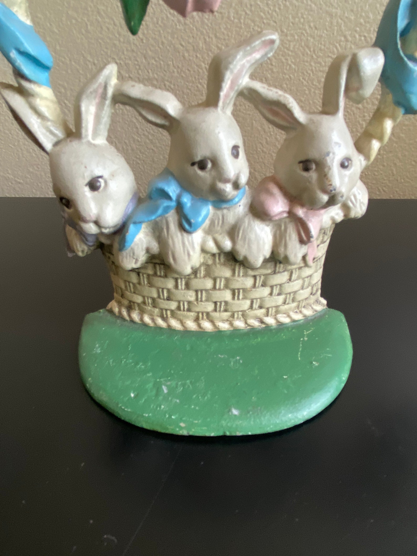 Vintage Cast Iron Doorstop Bunny Rabbits in Basket Doorstop | Etsy