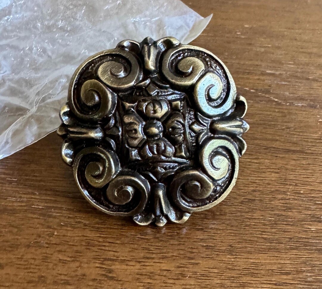 2" Vintage Brass Knob, Large Brass Knob, Brass Pull Knob - Etsy